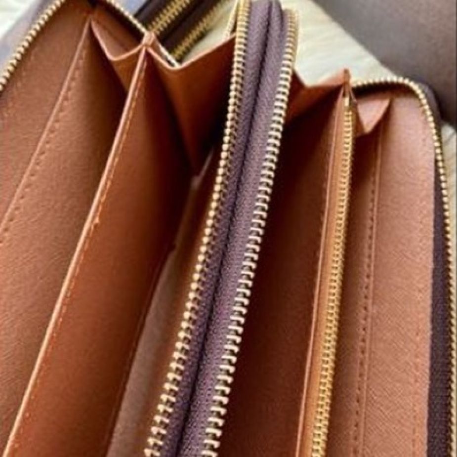Louis Vuitton Mono Coffee Double Zipper Wallet - TheLuxuryTag