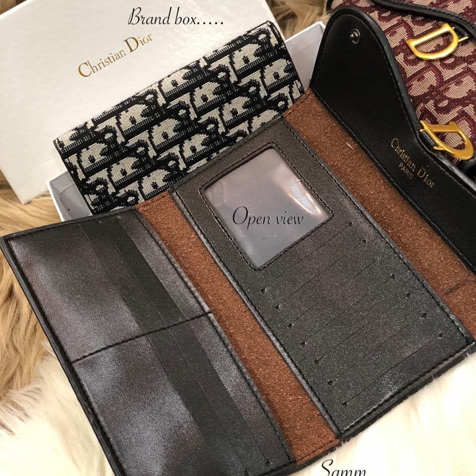 Christian Dior 3 Fold Red Color Denim Canvas Mono Wallet - TheLuxuryTag