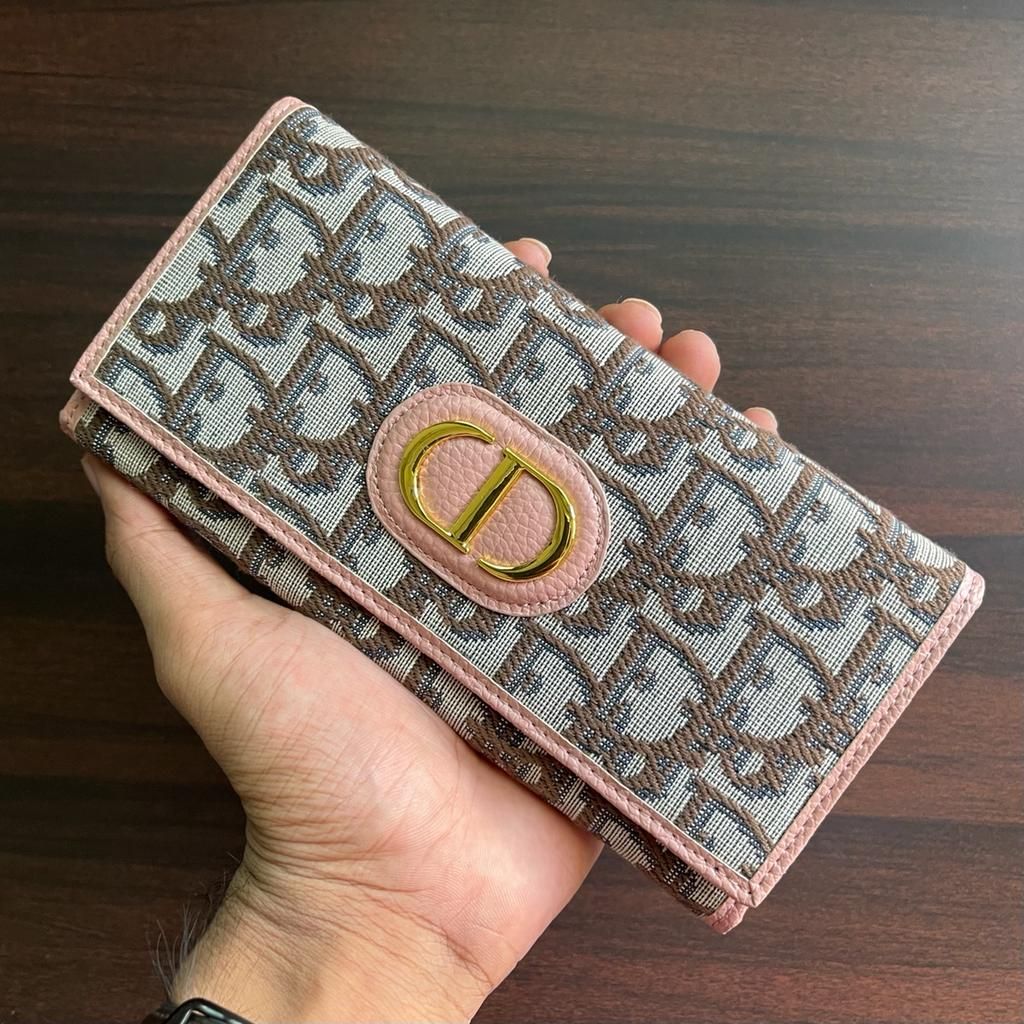 Dior CD Leather Embroidery Pink Premium Wallet - TheLuxuryTag