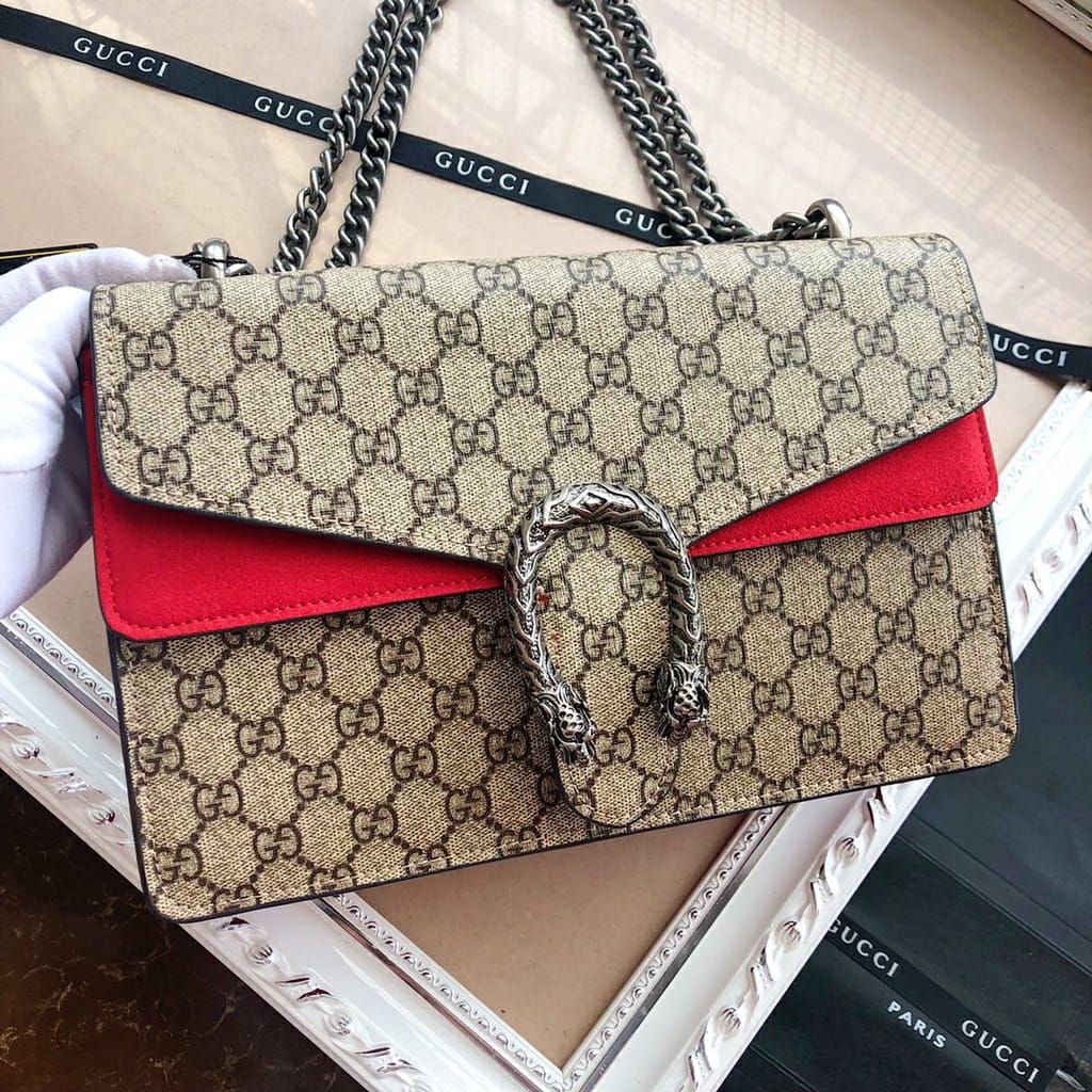 Gucci Dionysus Red GG Supreme Shoulder Bag (With Box) - TheLuxuryTag