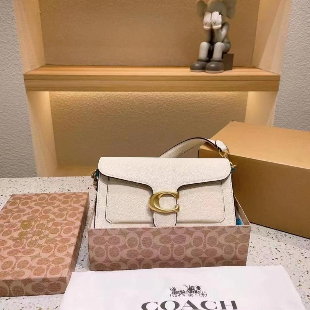 Coach Plaque White Shoulder Bag (With Box) - TheLuxuryTag