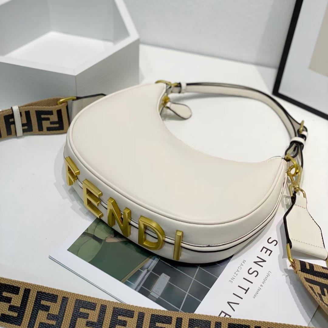 Fendi Fendigraphy Medium White Shoulder Bag (With Box) - TheLuxuryTag