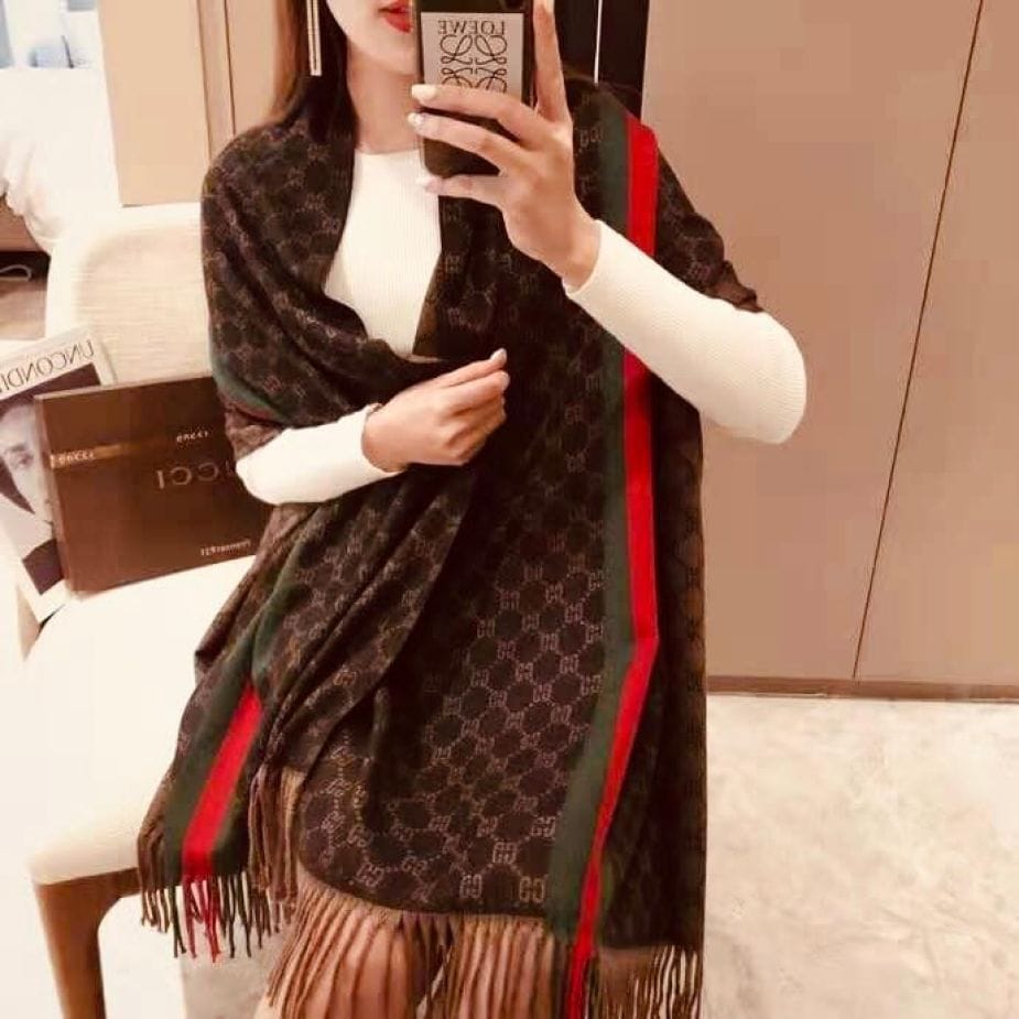 Gucci Coffee Full Woolen Stole Unisex - TheLuxuryTag