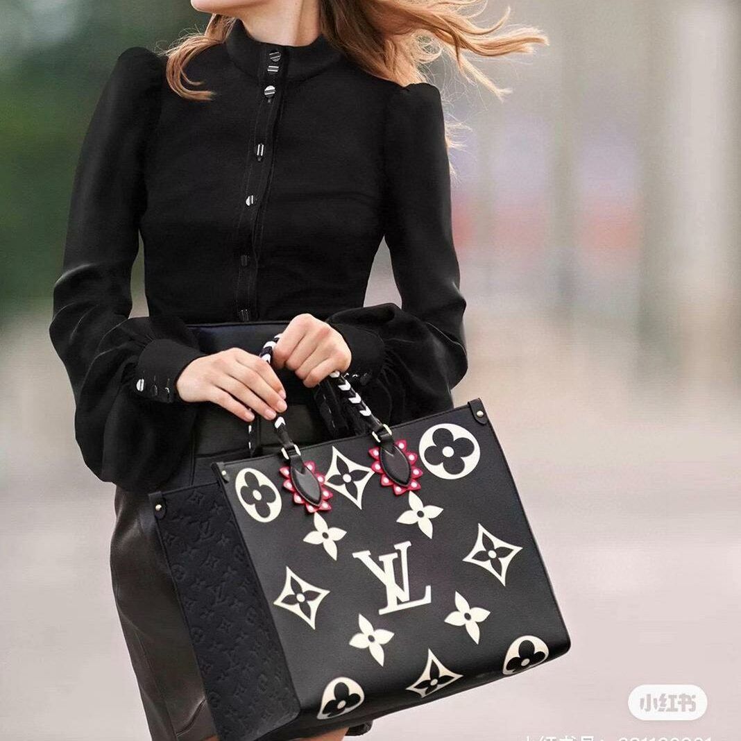 Louis Vuitton Signature Monogram On The Go Black Color Tote Bag ...