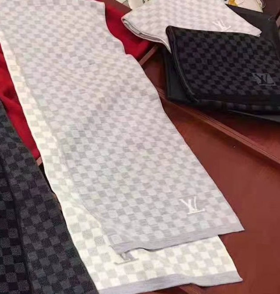 Louis Vuitton Grey Check Unisex Muffler - TheLuxuryTag