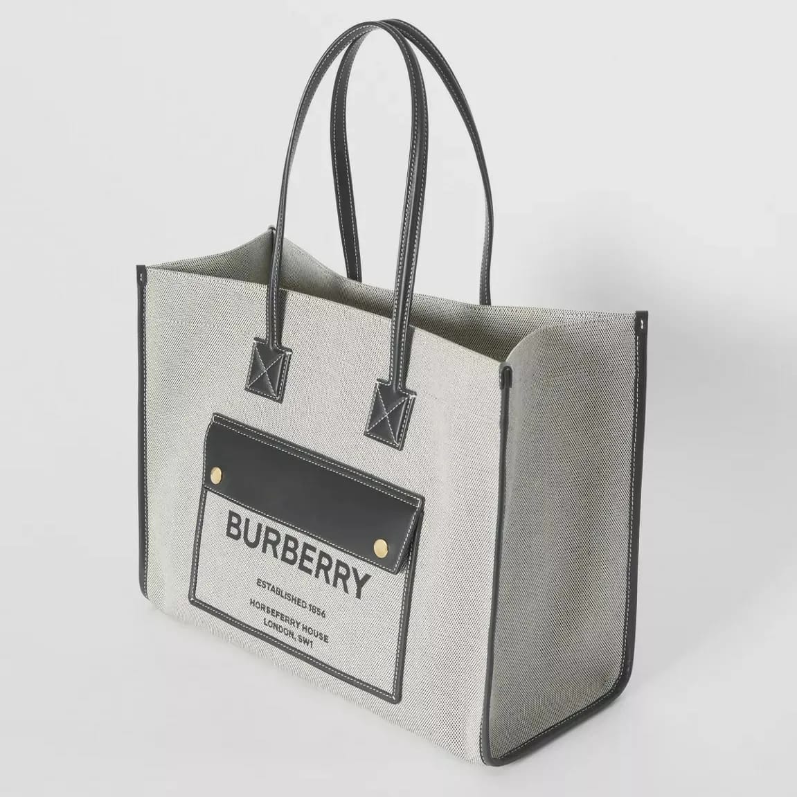 Burberry Medium Freya Gray Premium Canvas Tote - TheLuxuryTag