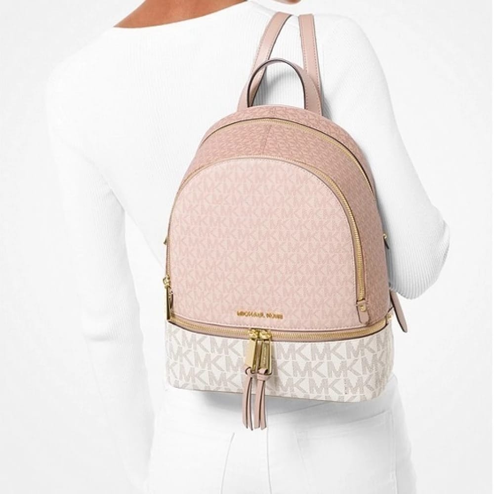 Michael Kors Rhea Pink White Backpack - TheLuxuryTag