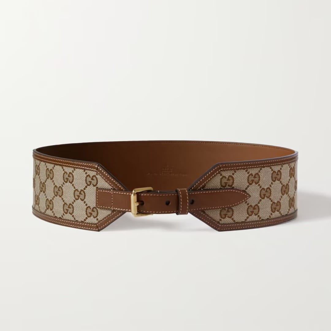 Buy Gucci Printed Coated Canvas and Textured Leather Waist Belt - Online