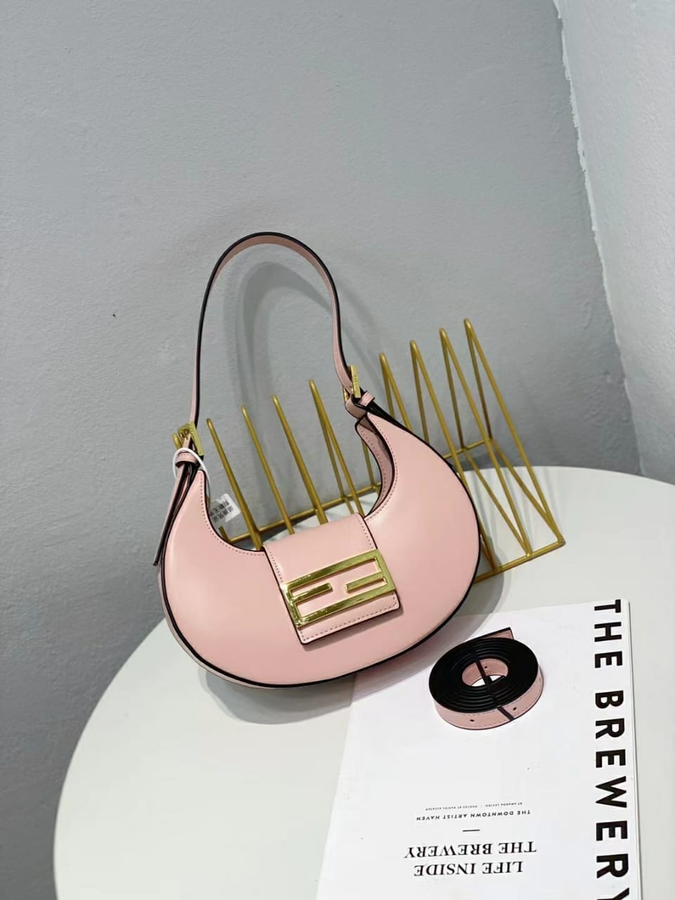 Fendi FF Mini Cookie Light Pink Shoulder Bag (With Box) - TheLuxuryTag