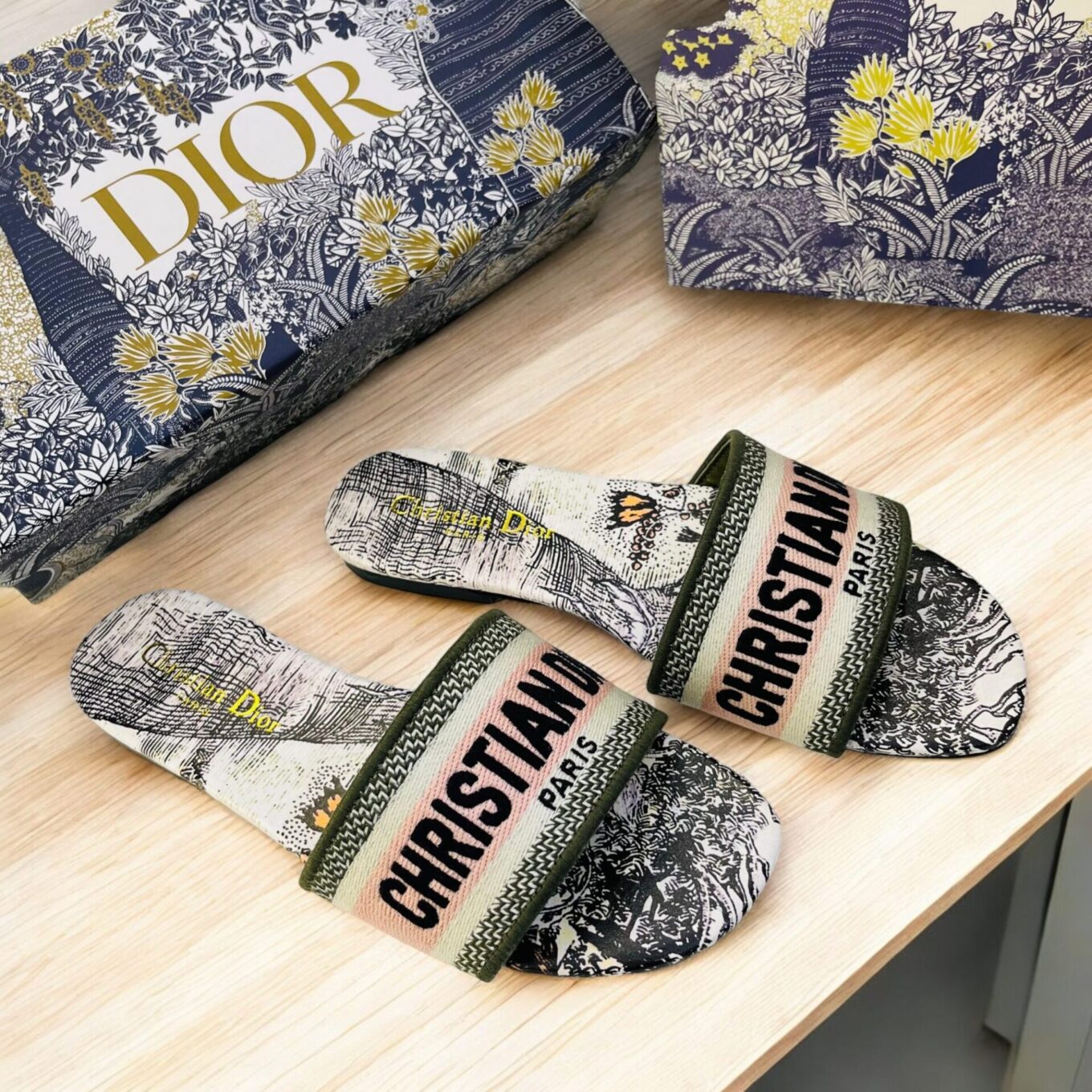 Christian Dior Leaf Jungle Dway Slide - TheLuxuryTag