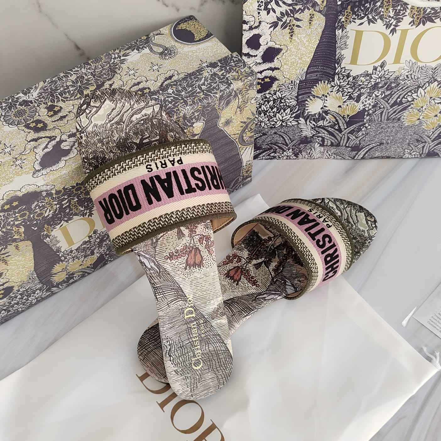 Buy Christian Dior Leaf Jungle Dway Slide - Online