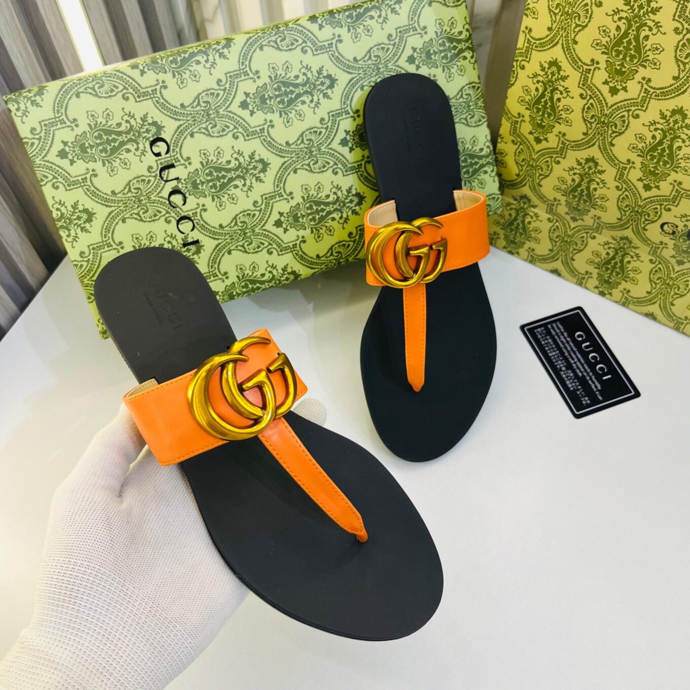 Gucci Tan GG Thong Slide - TheLuxuryTag