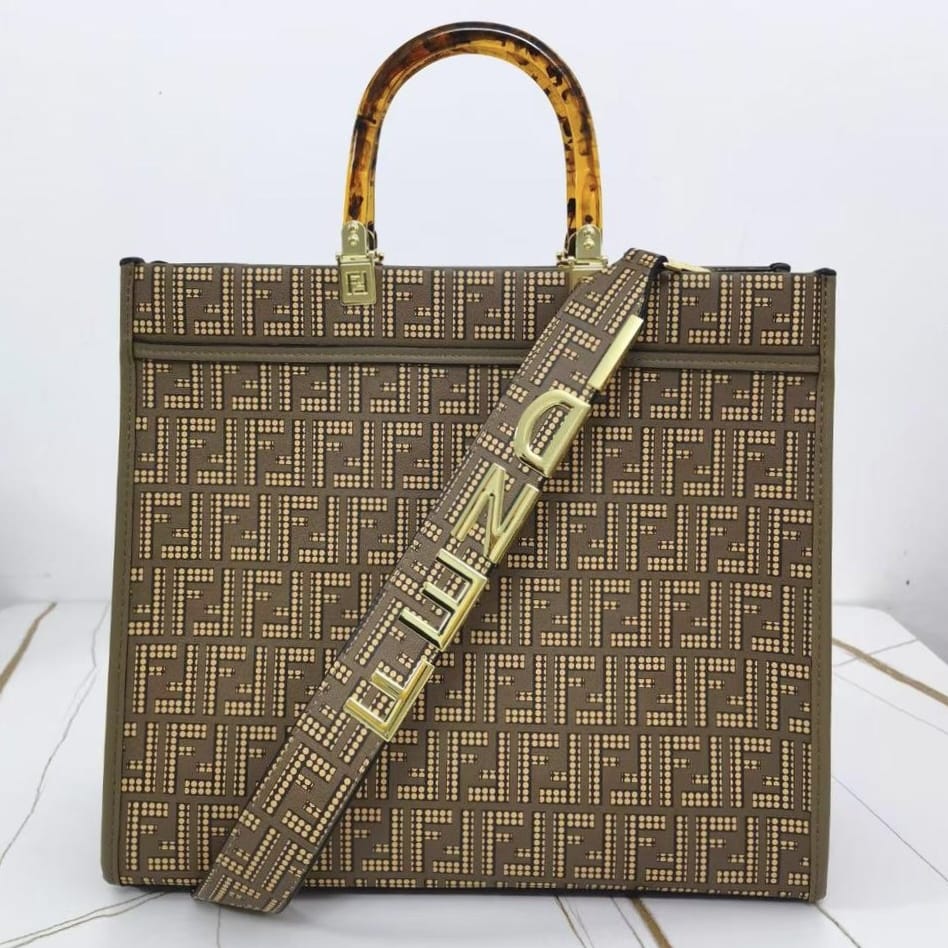 Fendi Roma Sunshine Brown FF Glazed Tote Bag - TheLuxuryTag