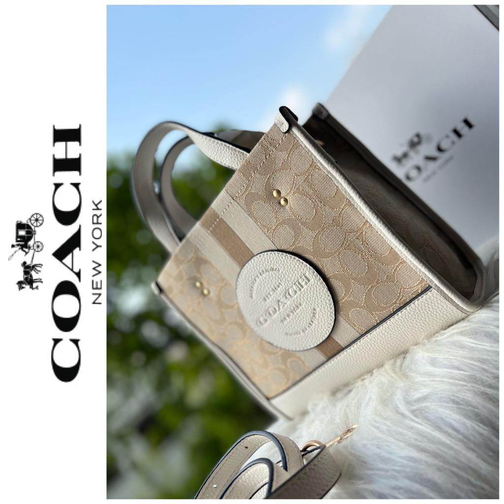 Coach Dempsey White Medium Premium Tote Bag (With Box) - TheLuxuryTag