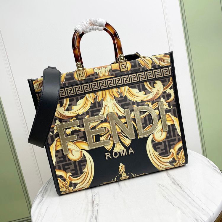 Fendance Roma Brown / Black Sunshine Tote Bag - TheLuxuryTag