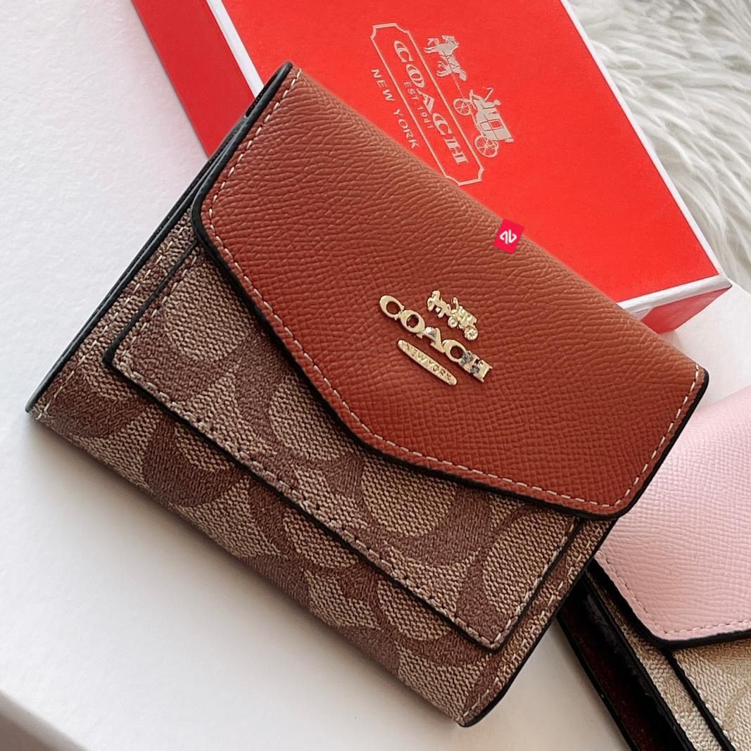 Coach Three Fold Brown Color Small Wallet - TheLuxuryTag