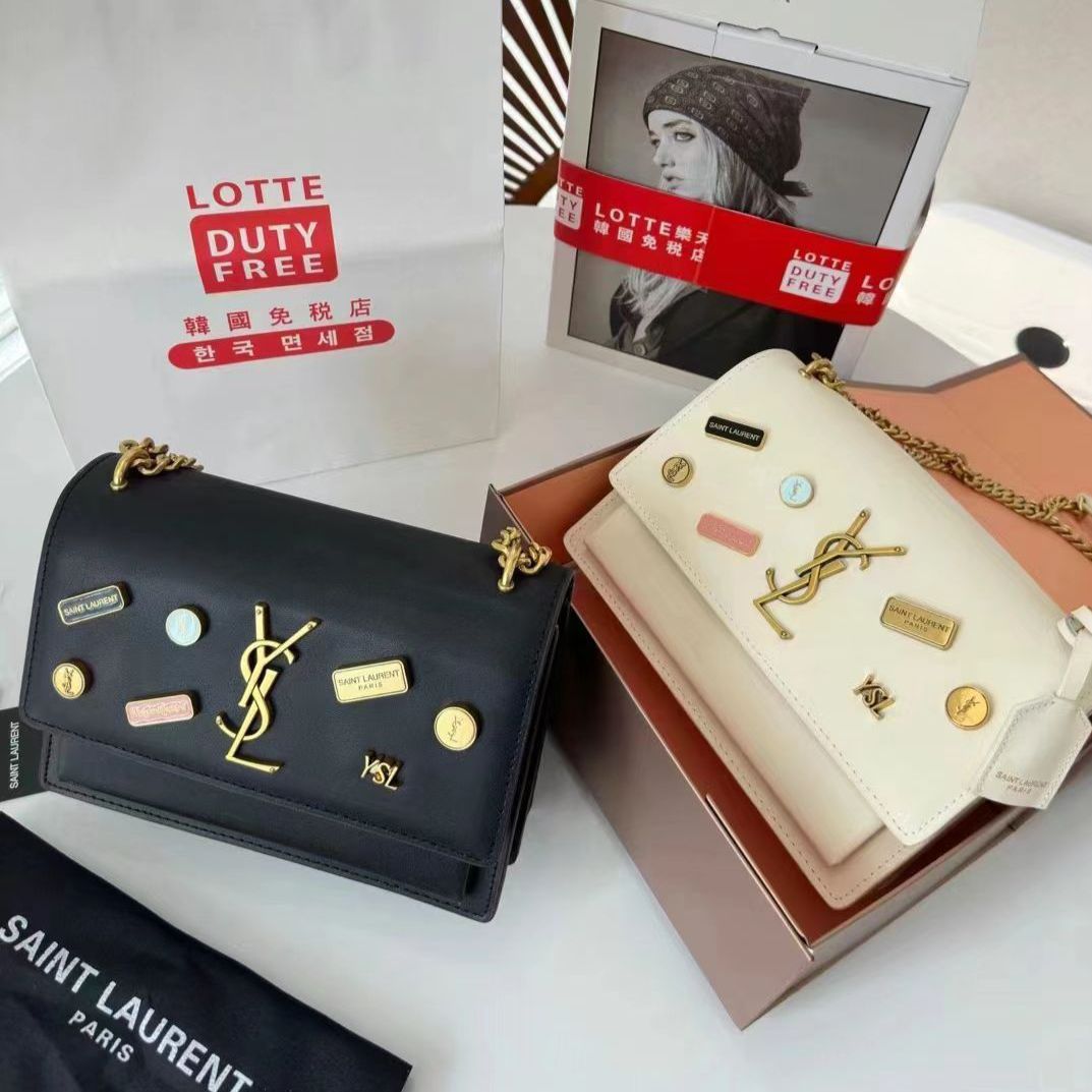 YSL SUNSET BROOCH BLACK COLOR PREMIUM SLING BAG (DOUBLE BOX) - TheLuxuryTag