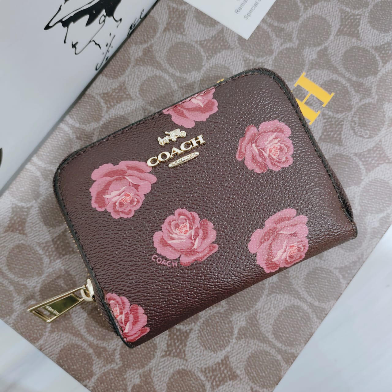 Coach Flower Half Zipper Wallet - TheLuxuryTag