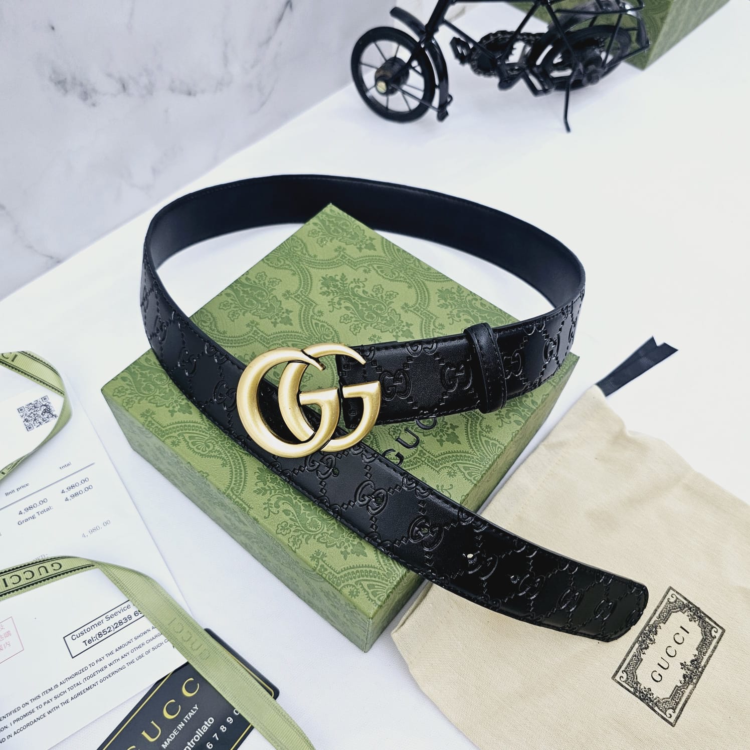 Gucci GG Embossed Men's Belt - TheLuxuryTag