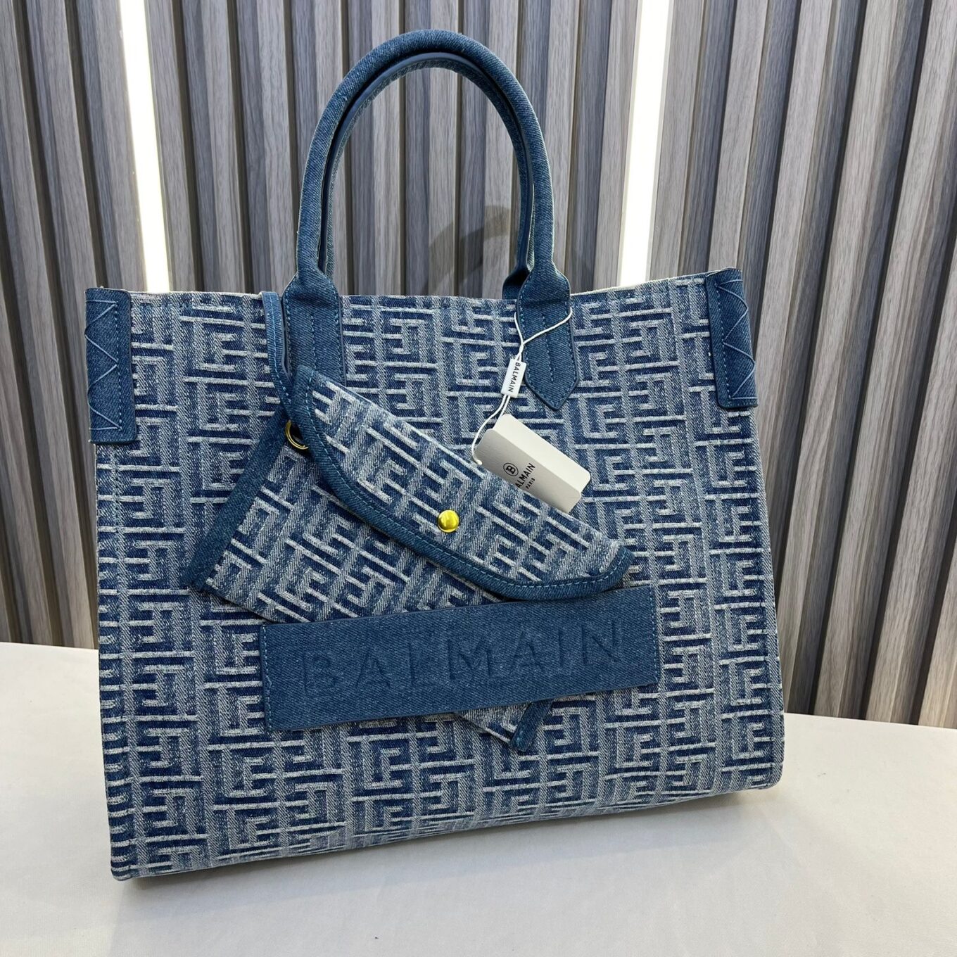 Balmain Denim Signature On the Go Tote Bag - TheLuxuryTag