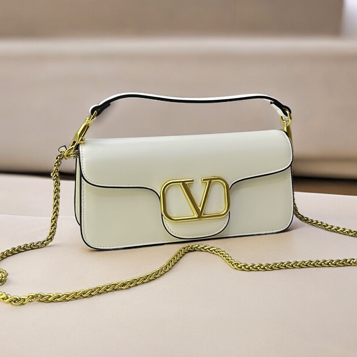 Valentino Loco White Shoulder Bag With Box - TheLuxuryTag