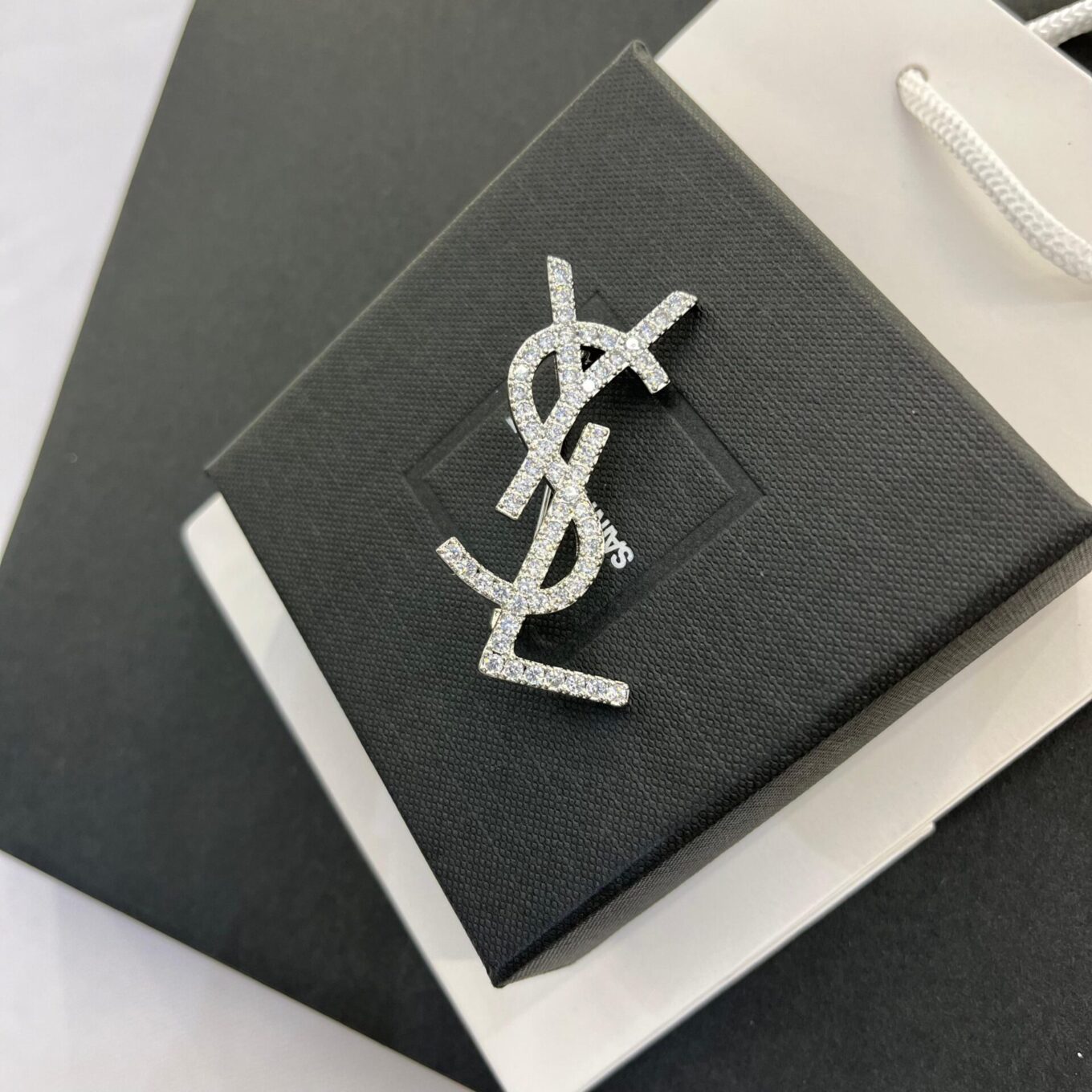 YSL Diamond Studded Brooch - TheLuxuryTag