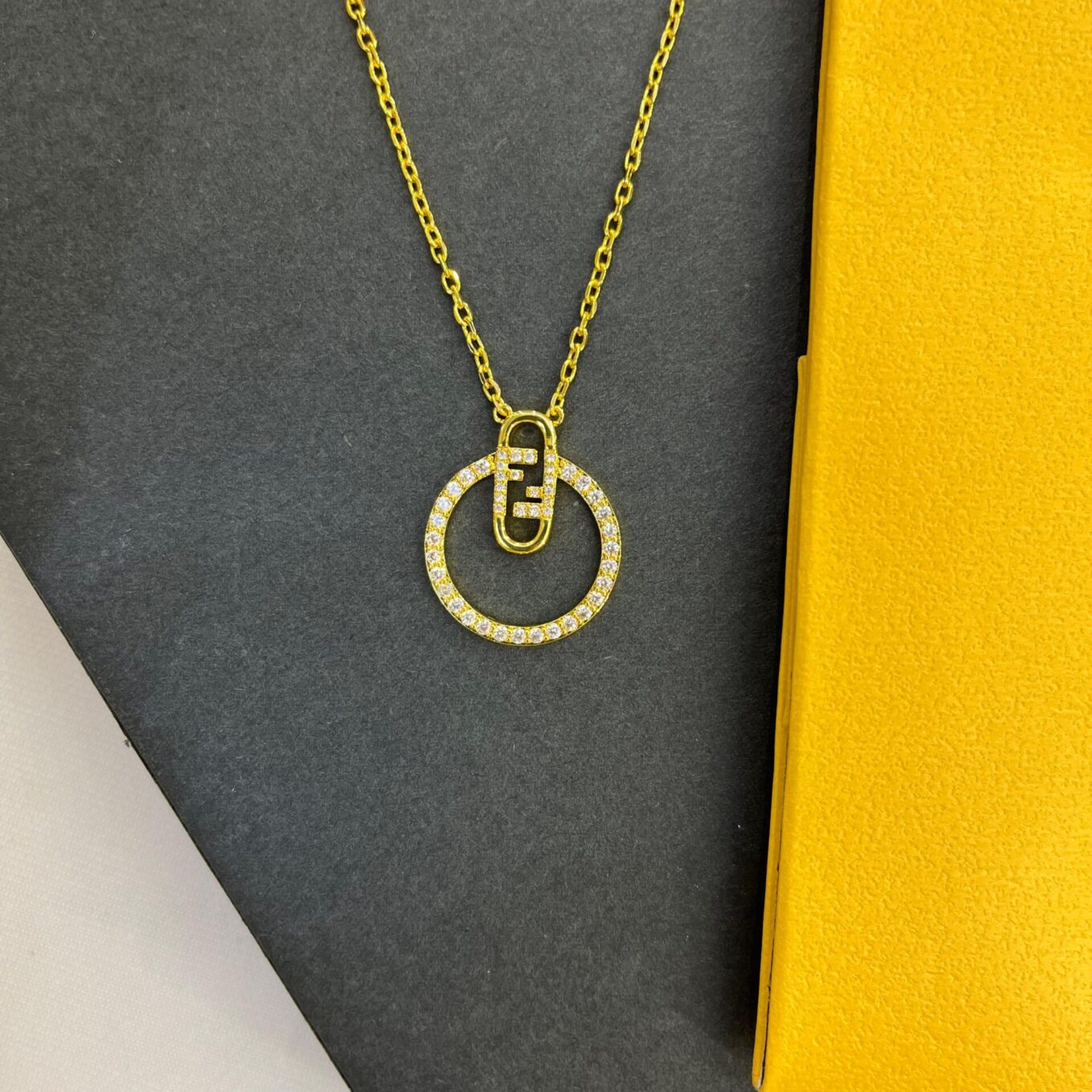 Buy Fendi F Logo Round Pendant Necklace - Online