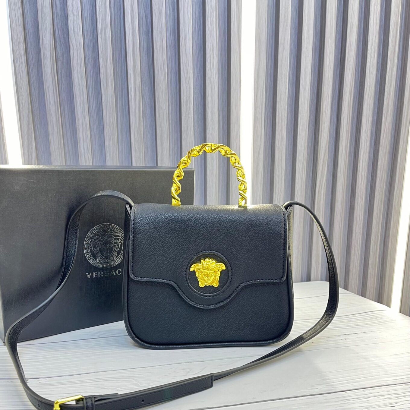 Versace Small Medusa Black Sling Bag (With Box) - TheLuxuryTag