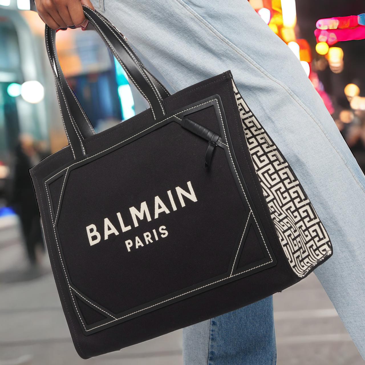 Balmain B-Army Black Canvas Tote - TheLuxuryTag