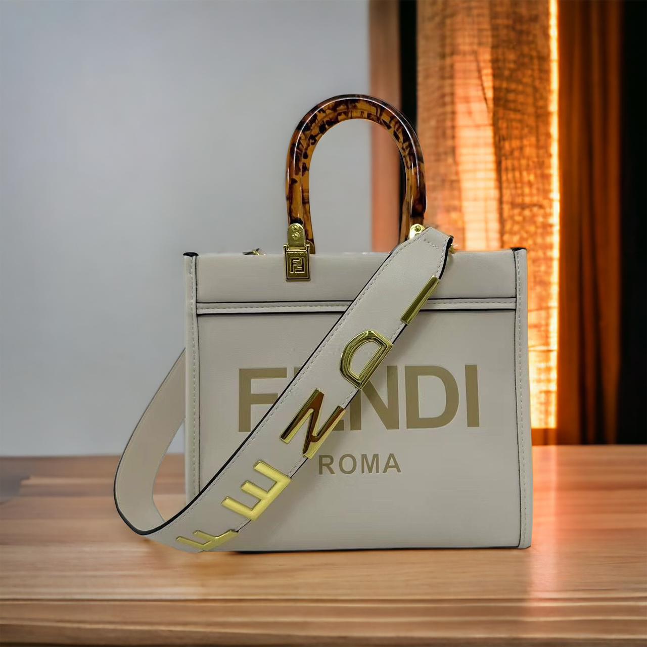 Fendi Roma Sunshine Small Off White Tote Bag - TheLuxuryTag