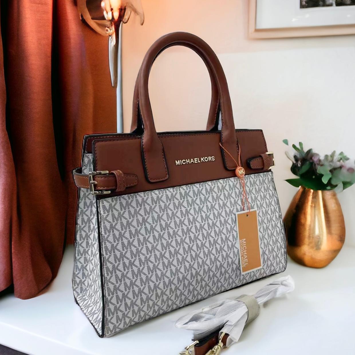 Michael Kors Emilia Signature Beige Handbag - TheLuxuryTag