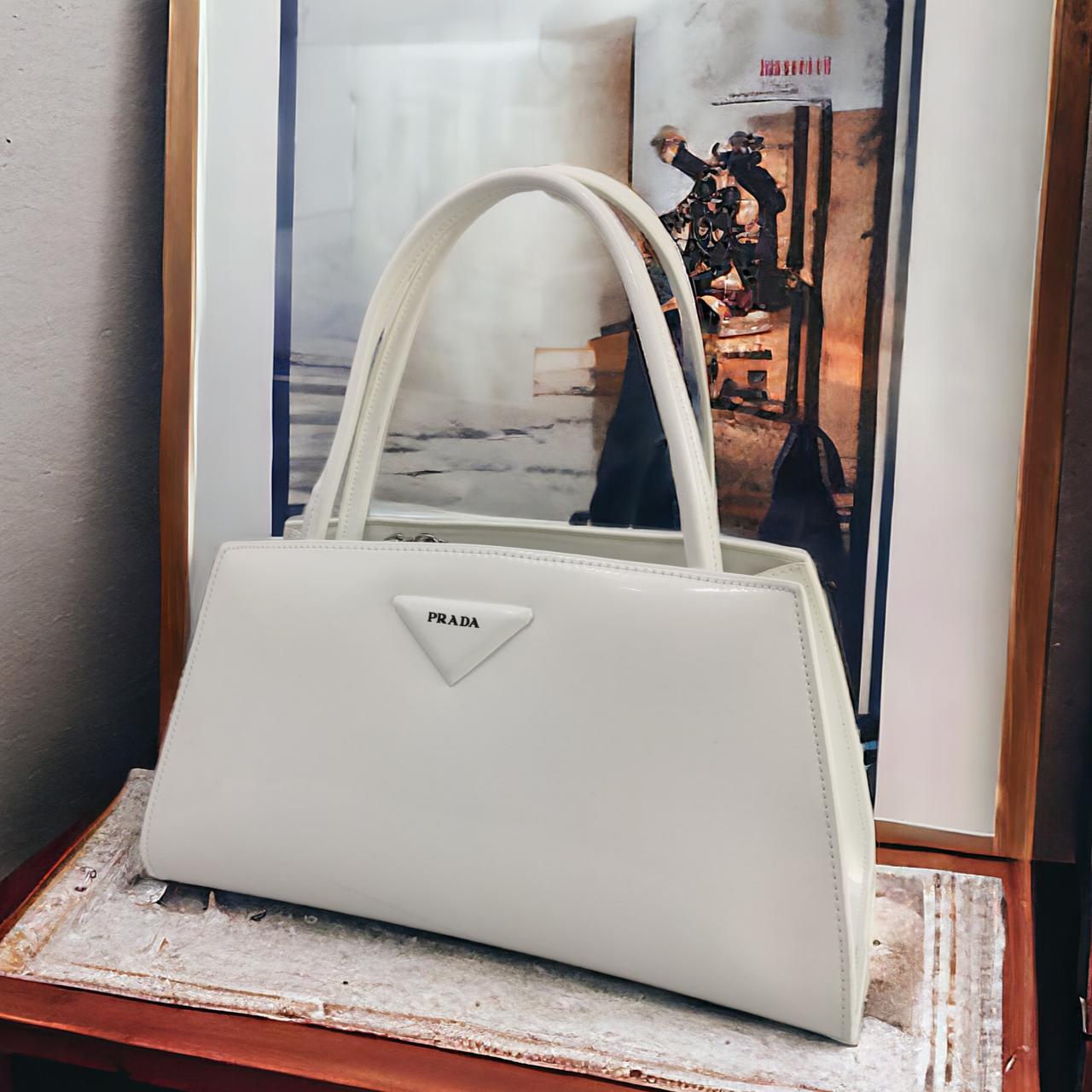 Buy Prada White Patent Handbag (With Box) - Online