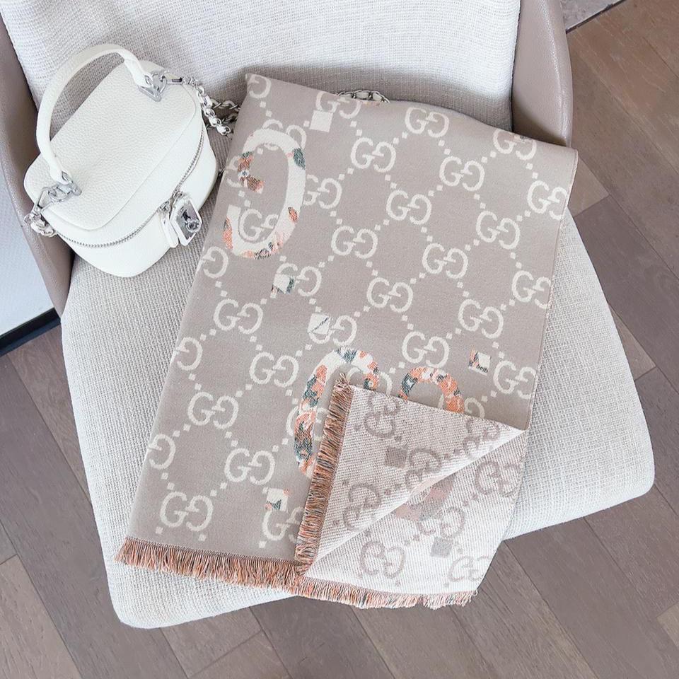 Gucci Beige Monogram Large Full Warm Stole - TheLuxuryTag