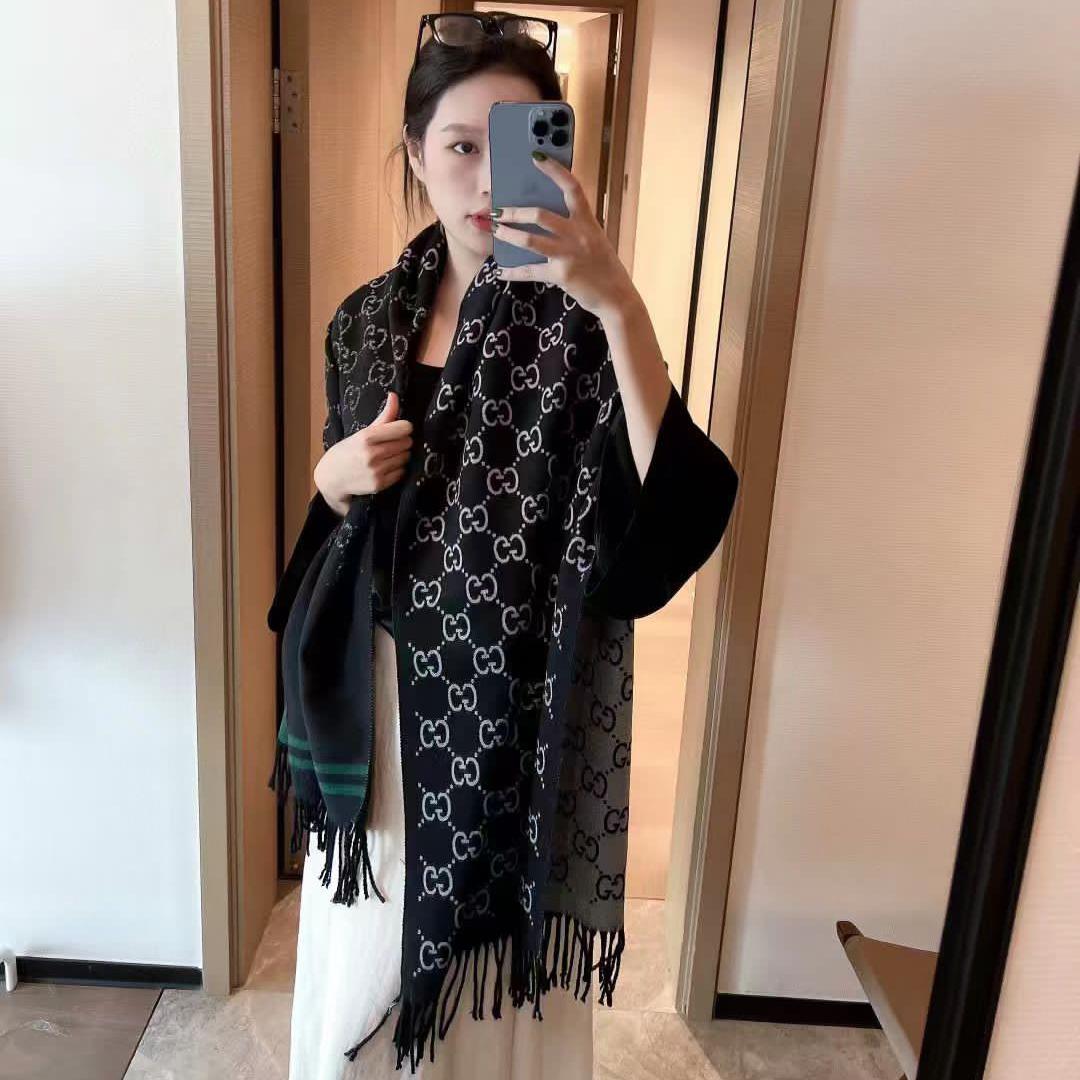 Buy Gucci GG Black Monogram Large Full Warm Stole - Online