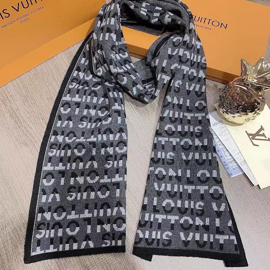 Louis Vuitton Grey Monogram Unisex Muffler - TheLuxuryTag
