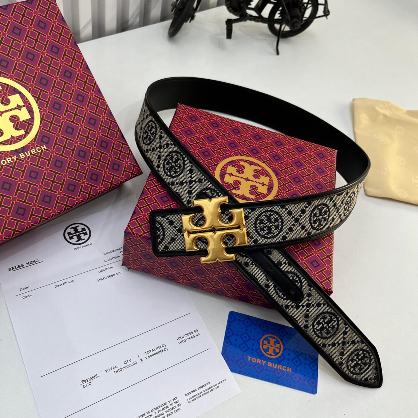 Buy Tory Burch T monogram Black colour Belt For Women - Online