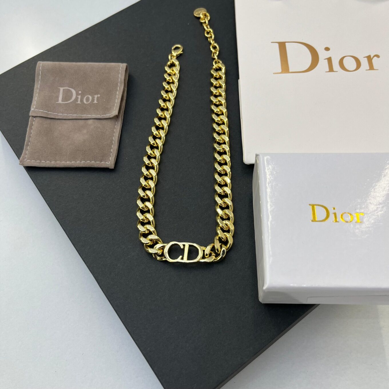 Christian Dior CD Link Chain Necklace - TheLuxuryTag