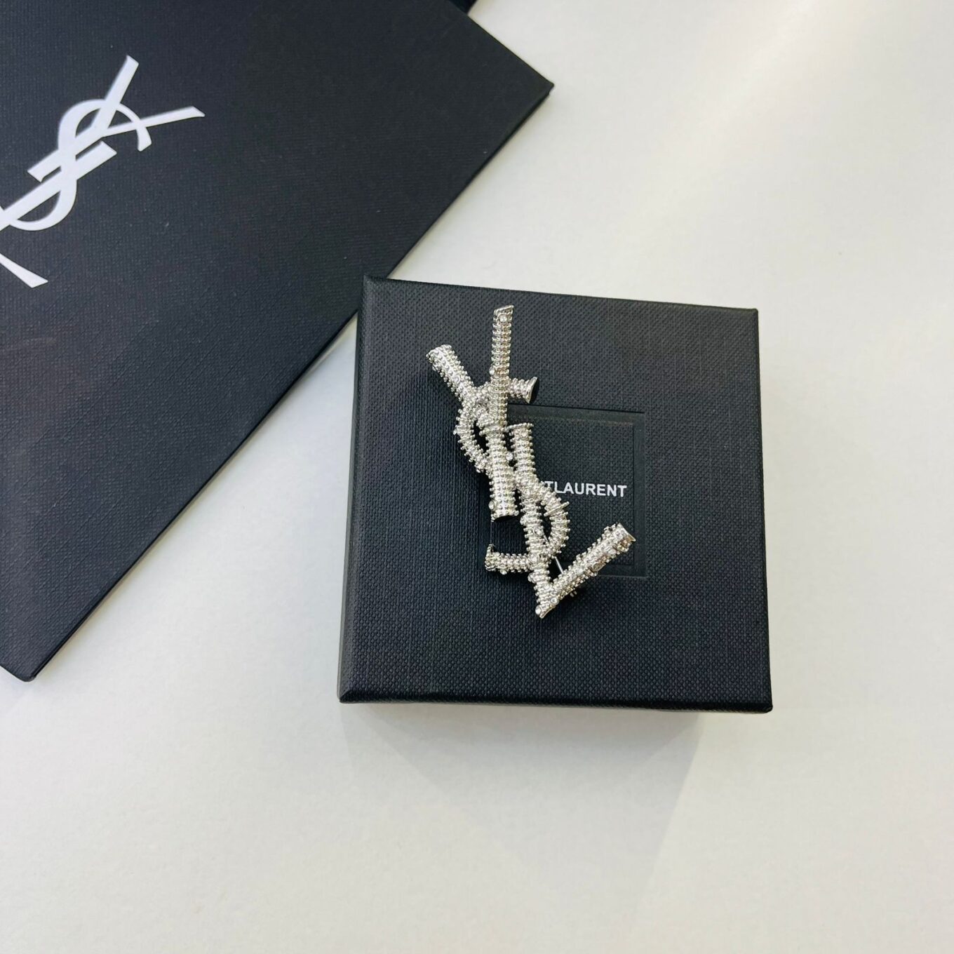 YSL Silver Vintage Brooch - TheLuxuryTag
