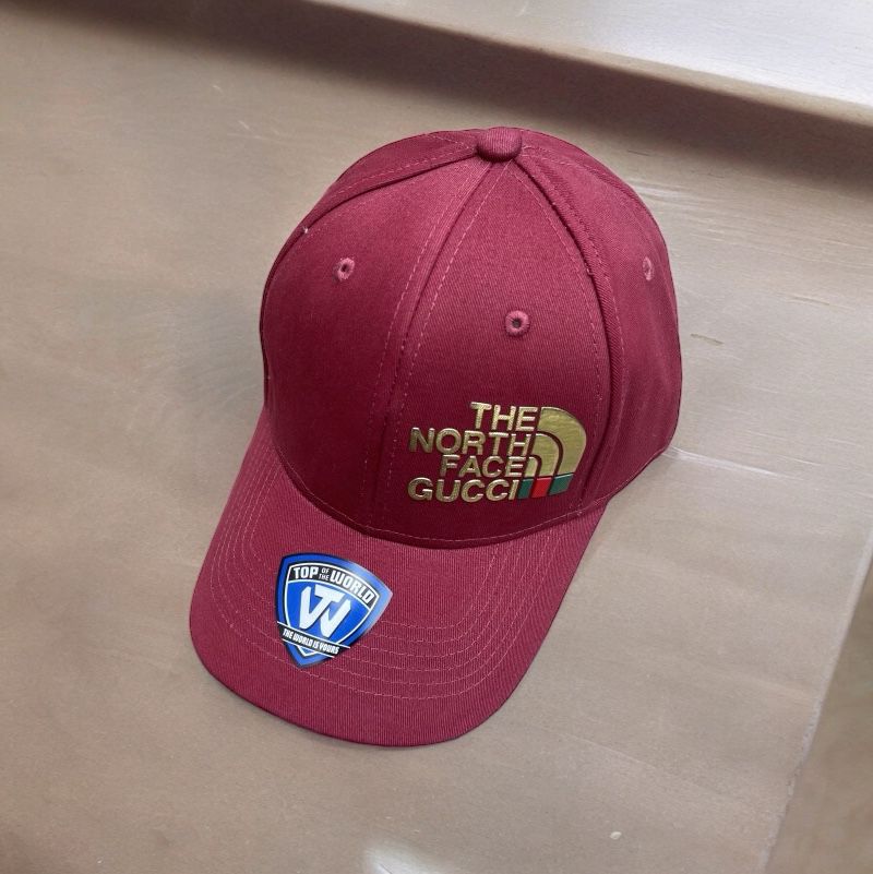 Gucci Maroon Northface Baseball Cap - TheLuxuryTag