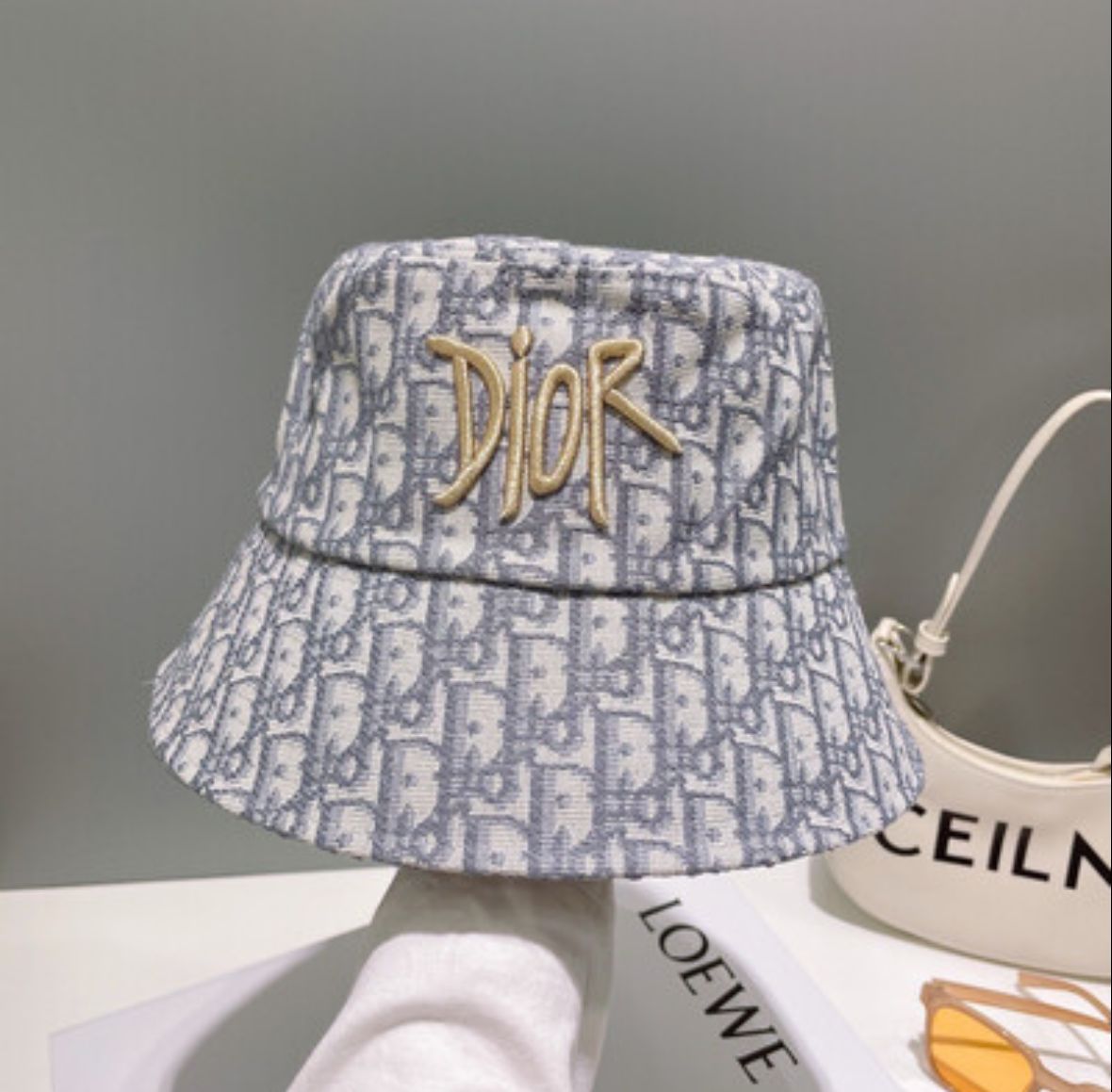 Christian Dior Grey Embroidery Hat - TheLuxuryTag