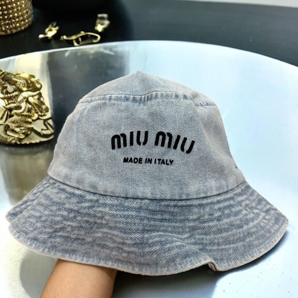 Buy Miu Miu Light Blue Denim Hat - Online