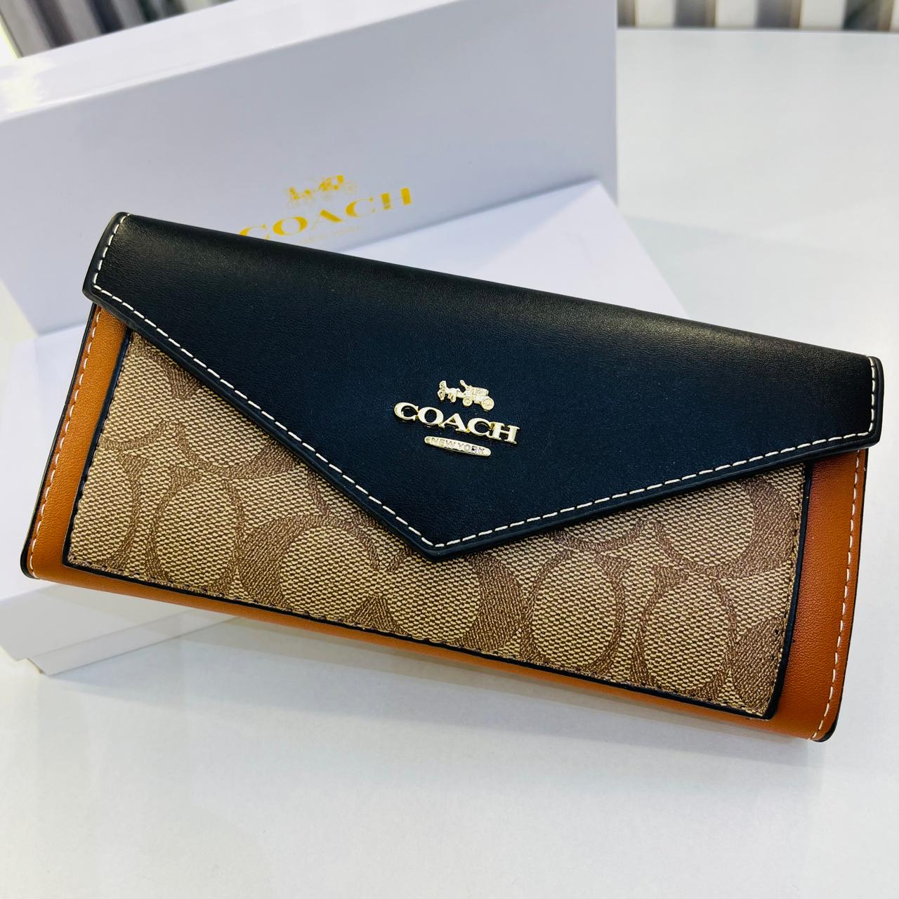 Coach Black Brown Three Fold Women’s Wallet - TheLuxuryTag