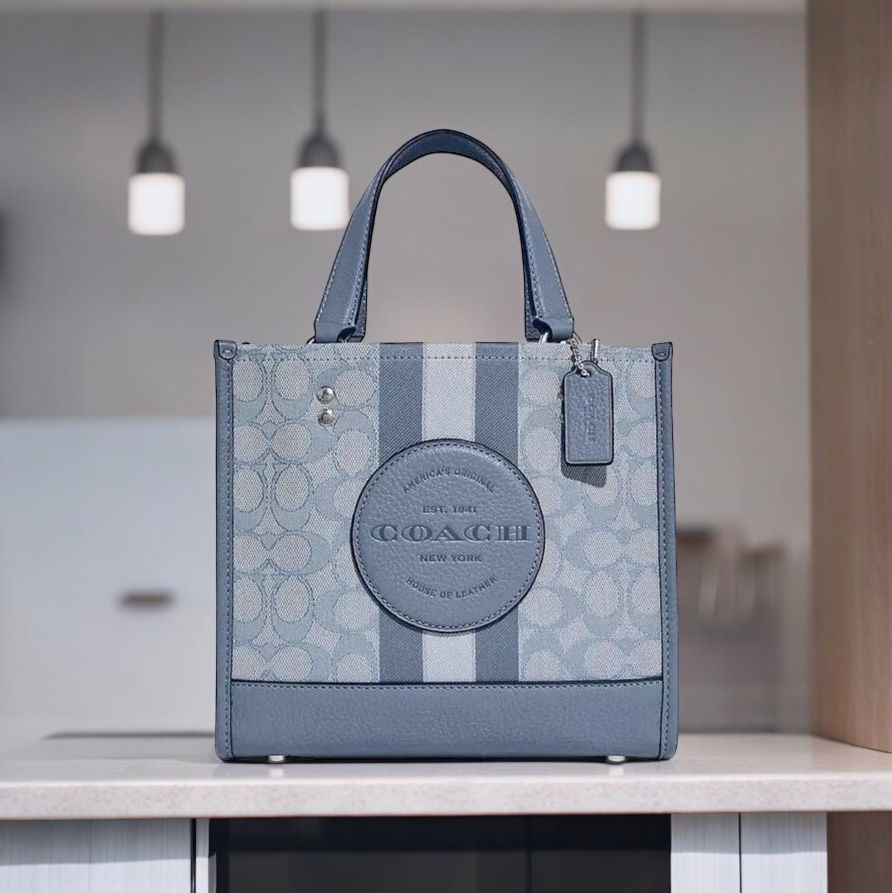 Coach Dempsey Blue Medium Premium Tote Bag (With Box) - TheLuxuryTag