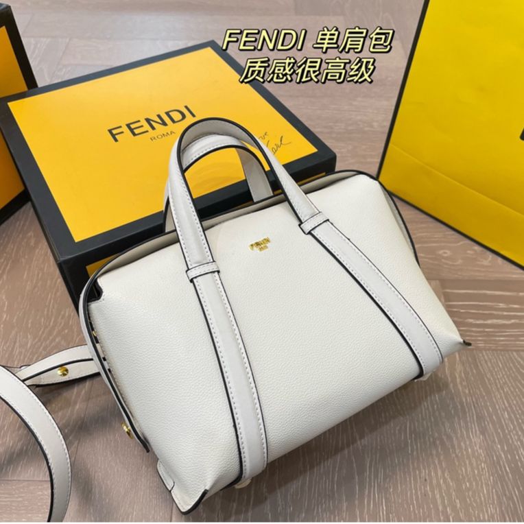 Fendi Medium Boston White Jacquard Handbag - TheLuxuryTag
