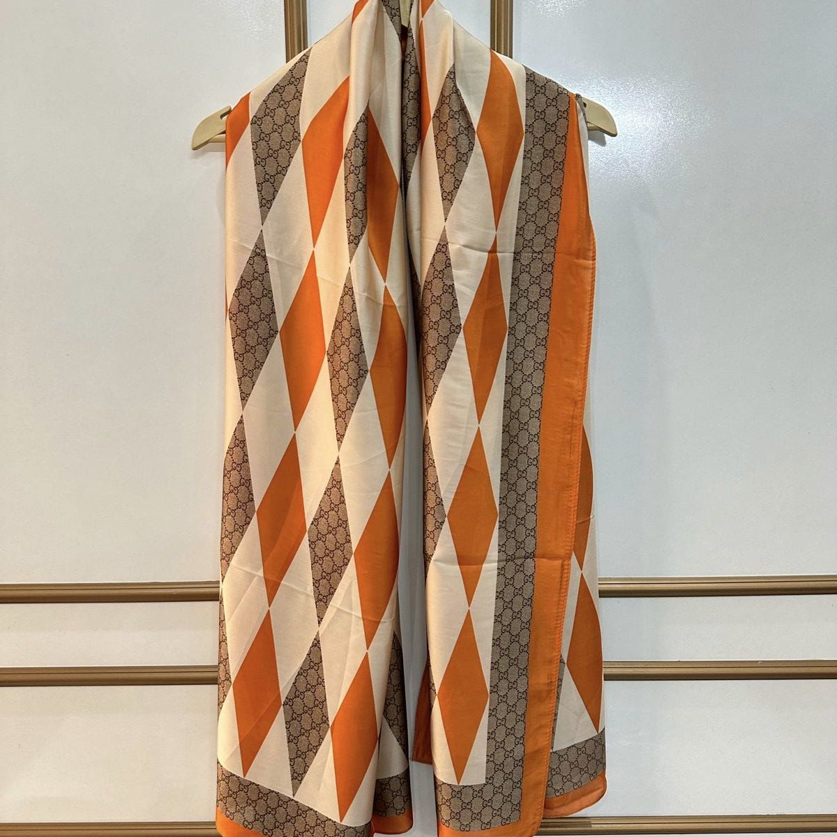 Gucci GG Orange Beige Silk Stole - TheLuxuryTag
