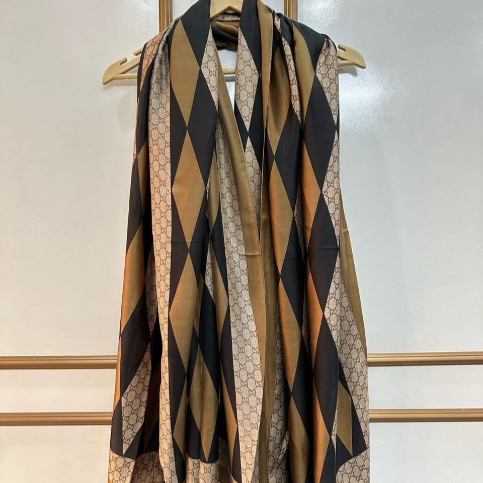 Gucci GG Khaki Beige Silk Stole - TheLuxuryTag