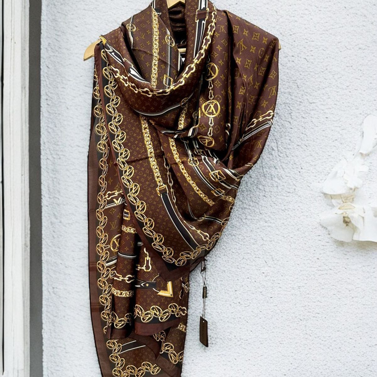Louis Vuitton Coffee Spring Silk Stole - TheLuxuryTag