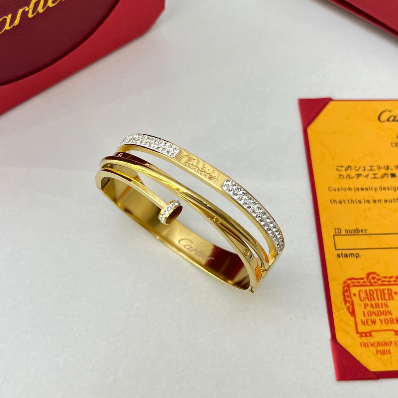 Cartier Golden Studded Bangle Bracelet - TheLuxuryTag