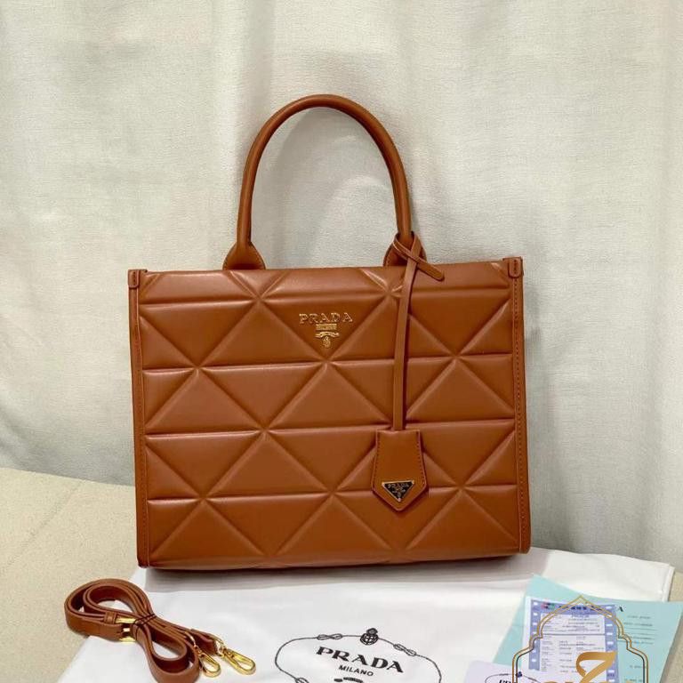 Prada Symbole Medium Size Brown Tote Bag - TheLuxuryTag