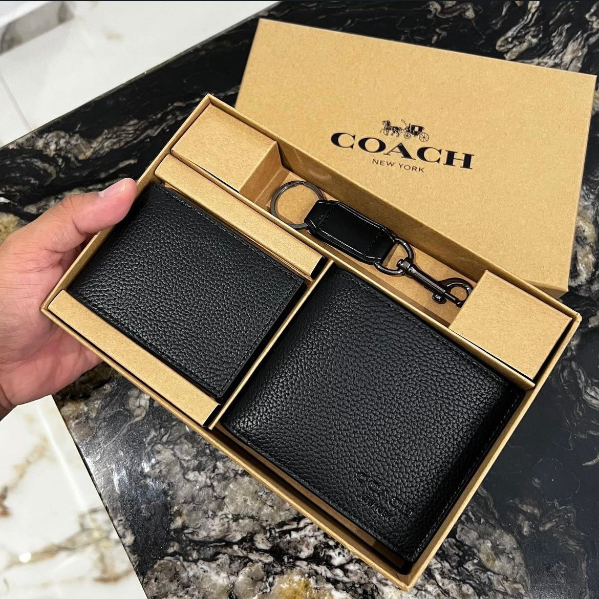 Coach All Black Premium Men’s Wallet Gift Set - TheLuxuryTag